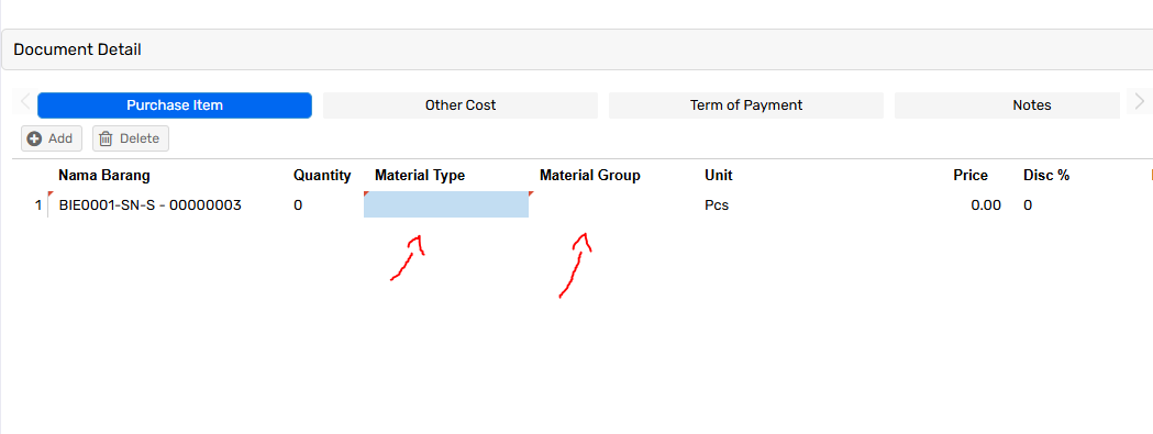 Feature #3531: Material Type dan Material Group ingin bisa autoload di Purchase Order - TULISAN ...